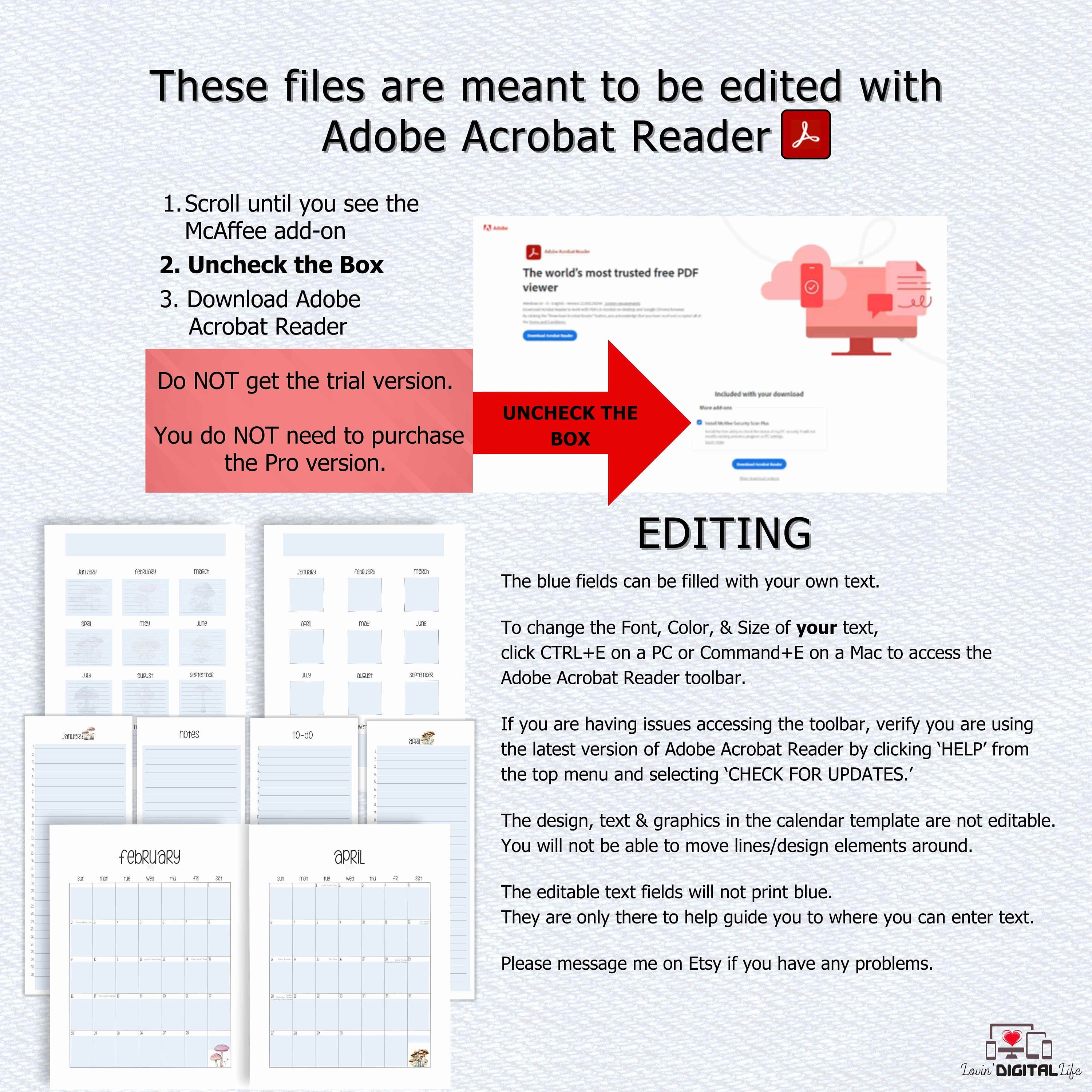 2024 2025 Calendar Bundle A4US Letter Size Printable & Editable ...