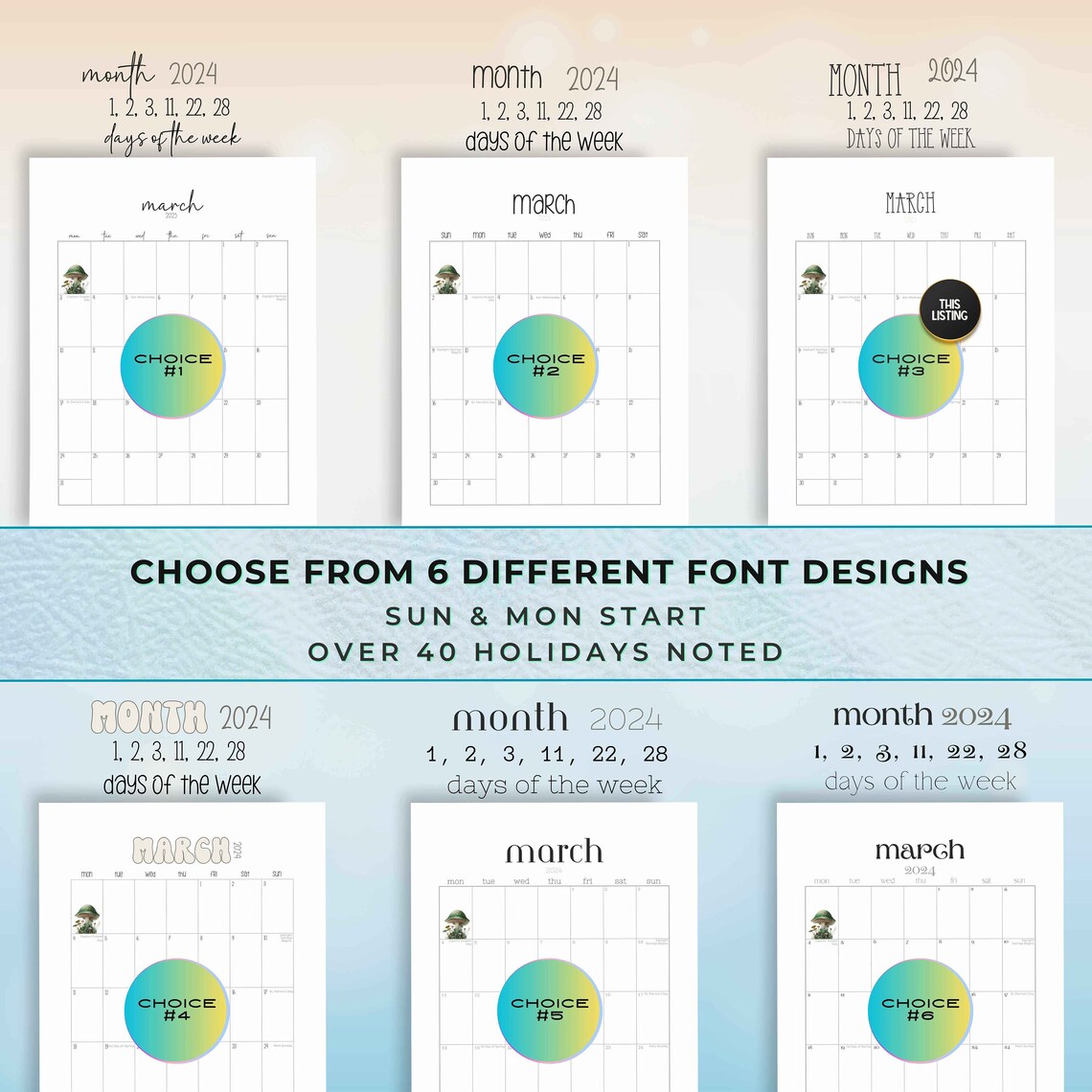 2024 2025 Calendar Bundle A4+US Letter Size - Printable & Editable ...