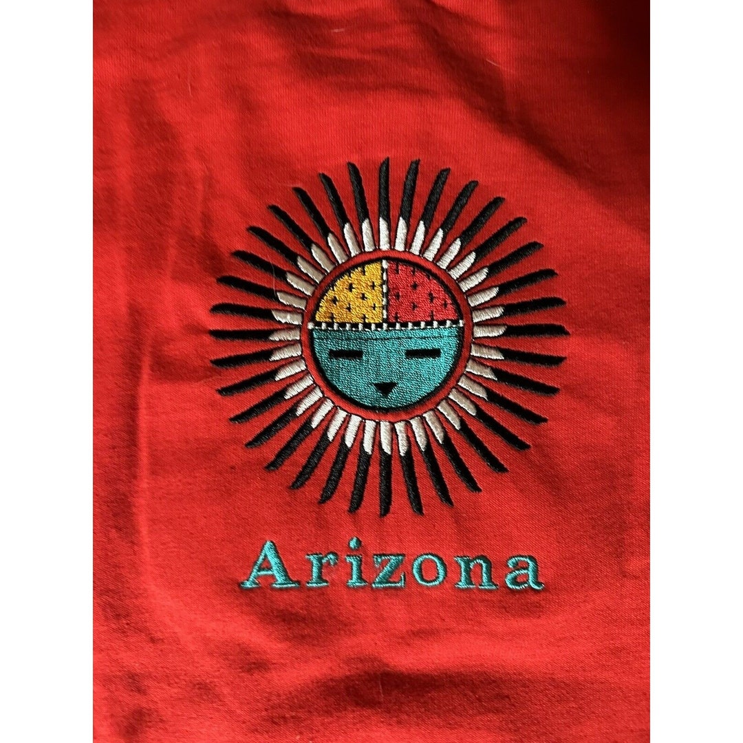 Vintage 2000's Y2K Womens Fruit of the Loom Embroidered Sun Arizona Red ...