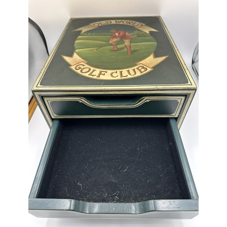 VTG Golf Themed Office Wood Display File Letter Holder Desk 2-drawer ...