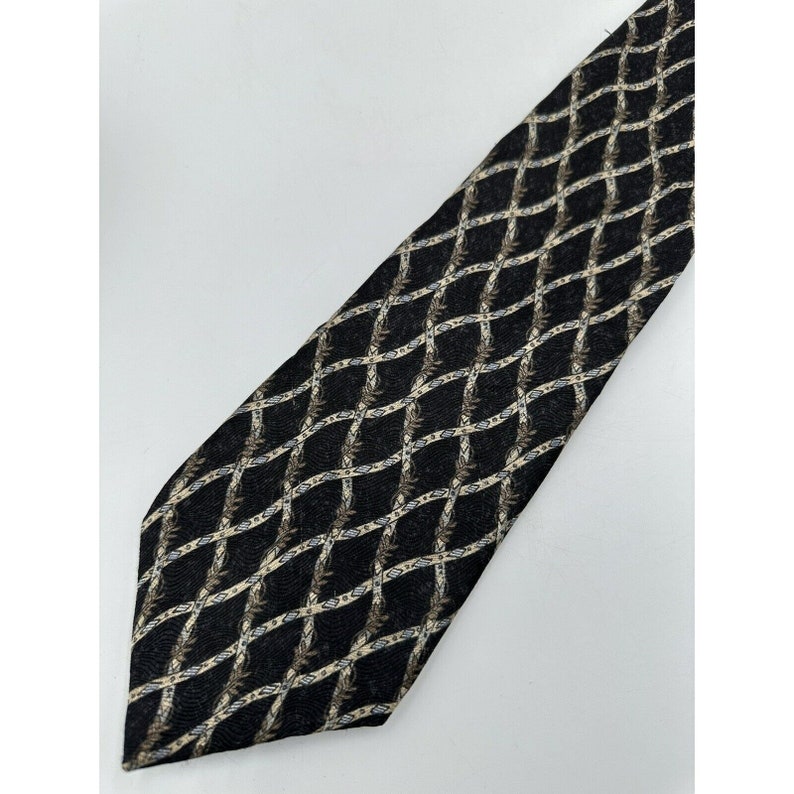 Geoffrey Beene Y2k Wavy Diamonds Beige Black VTG Designer Ties Silk ...