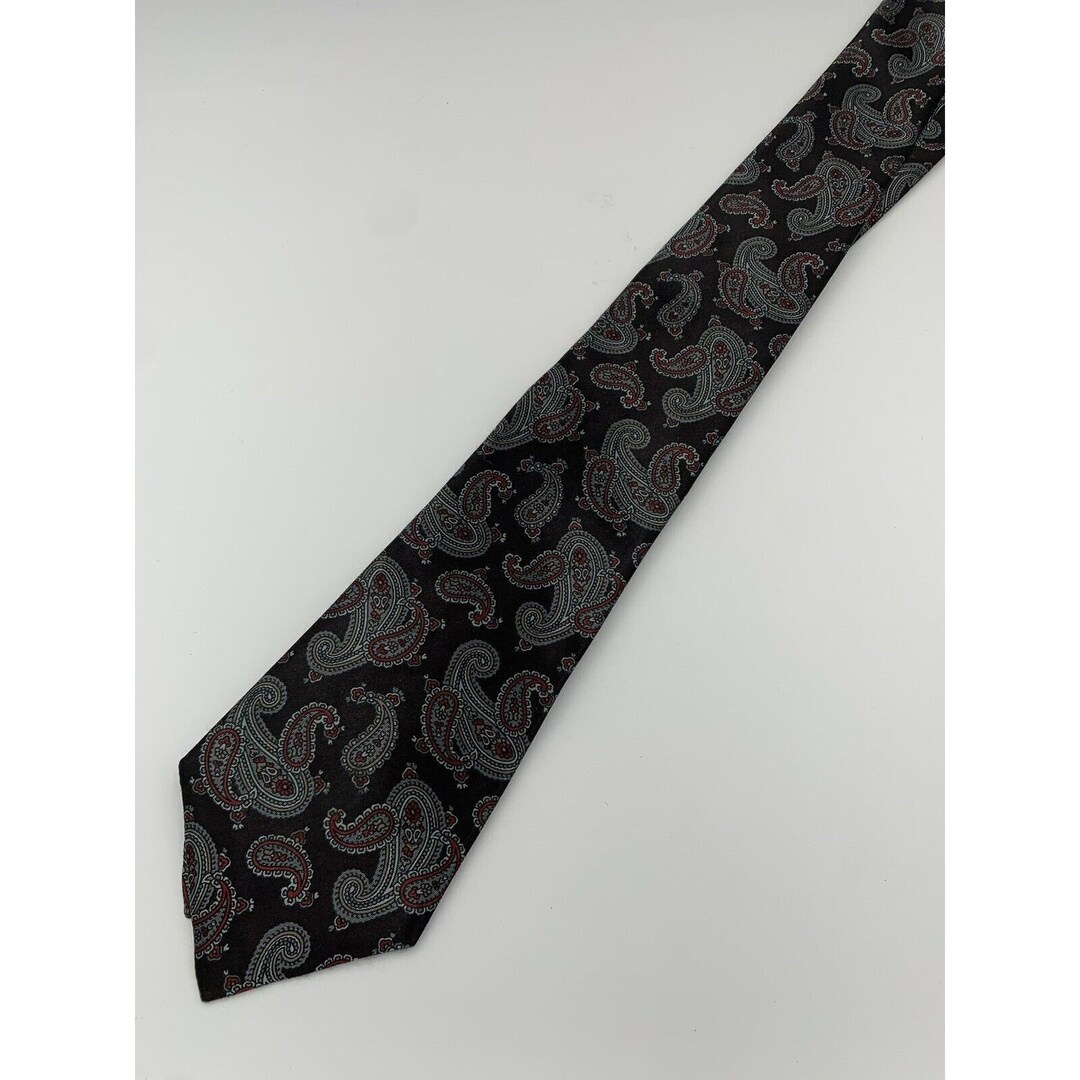 Don Loper Beverly Hills Silk Tie Paisley Gray Red Vintage Classic Made ...