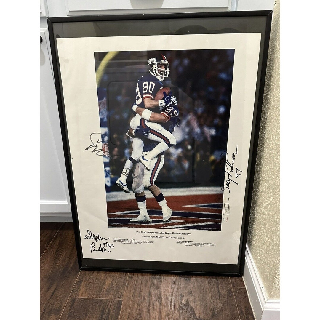 Rare NY Giants Phil Mcconkey Stacy Robinson Super Bowl Touchdown Framed ...