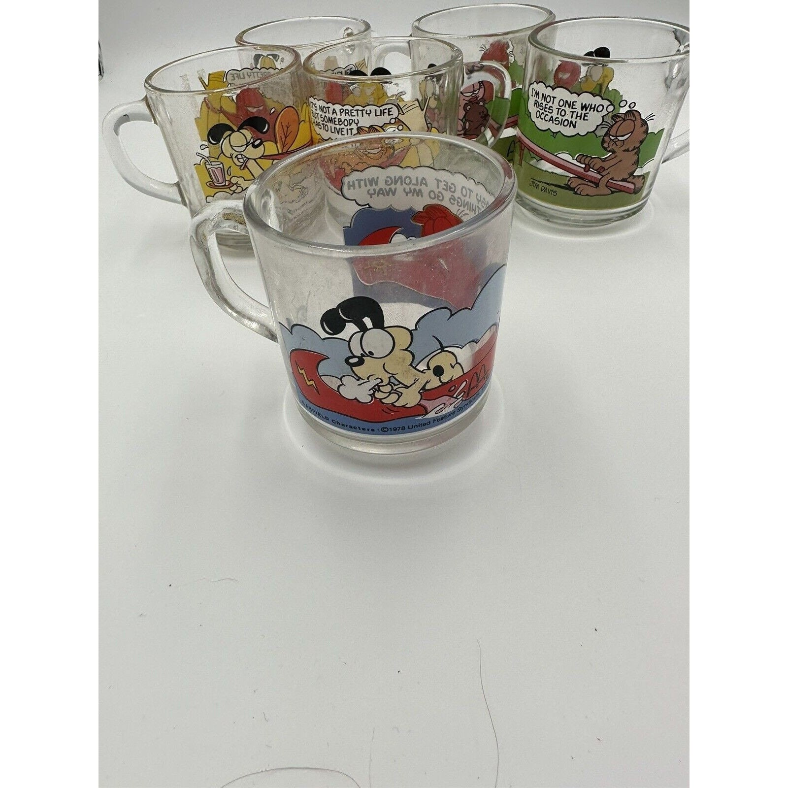Set of 6 1978 Vtg Mcdonalds Garfield Mugs Otis Garfield Comic Strip ...