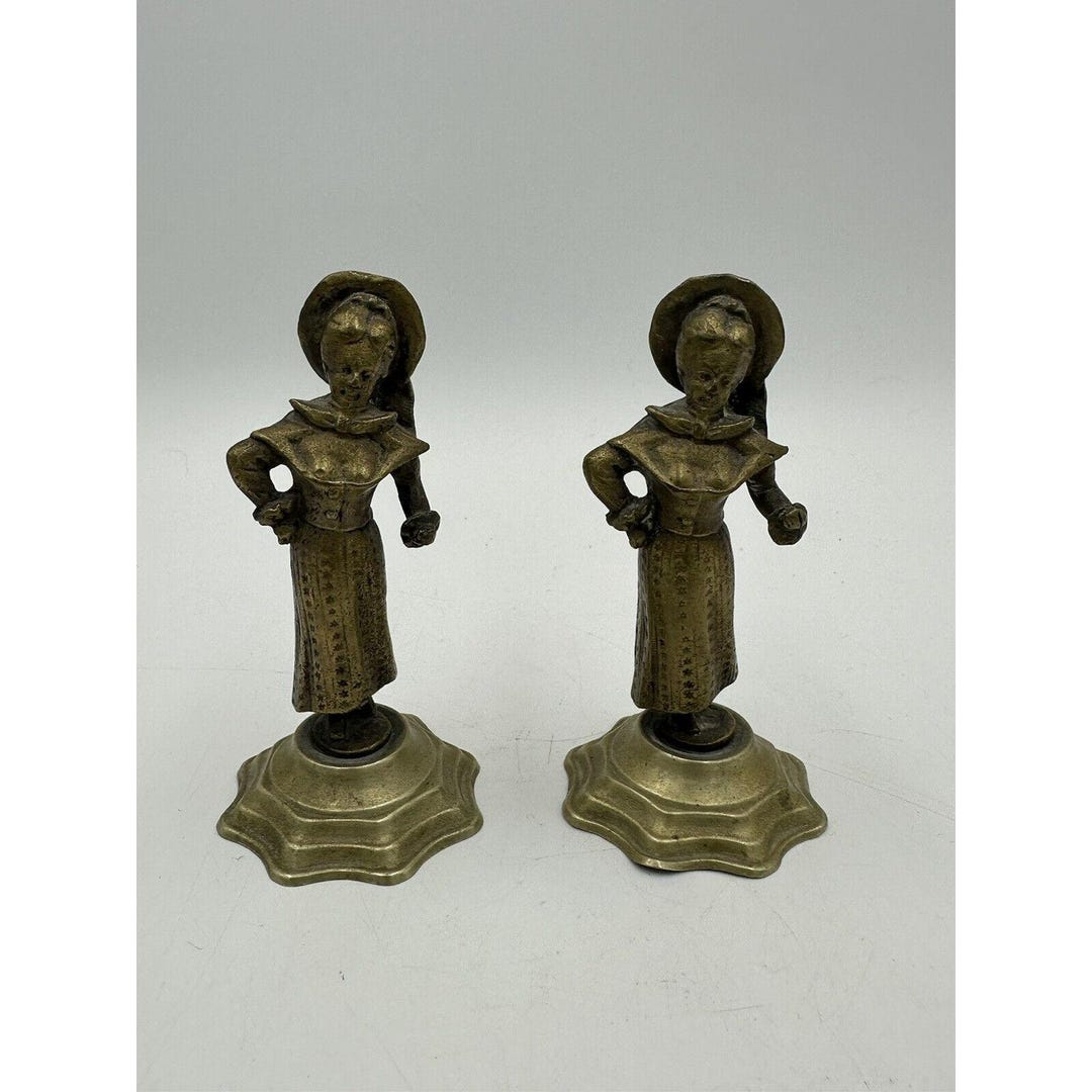 1920's German Brass Barmaid Figurines 4.5" Tall Vintage Brass Farmhouse ...