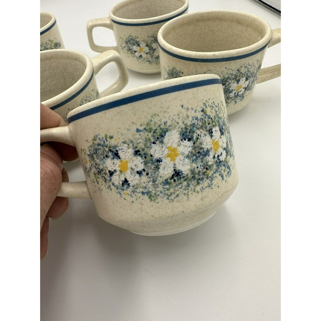 7x LENOX Temper-ware DEWDROPS Coffee Cups Vintage 1970's Stoneware ...