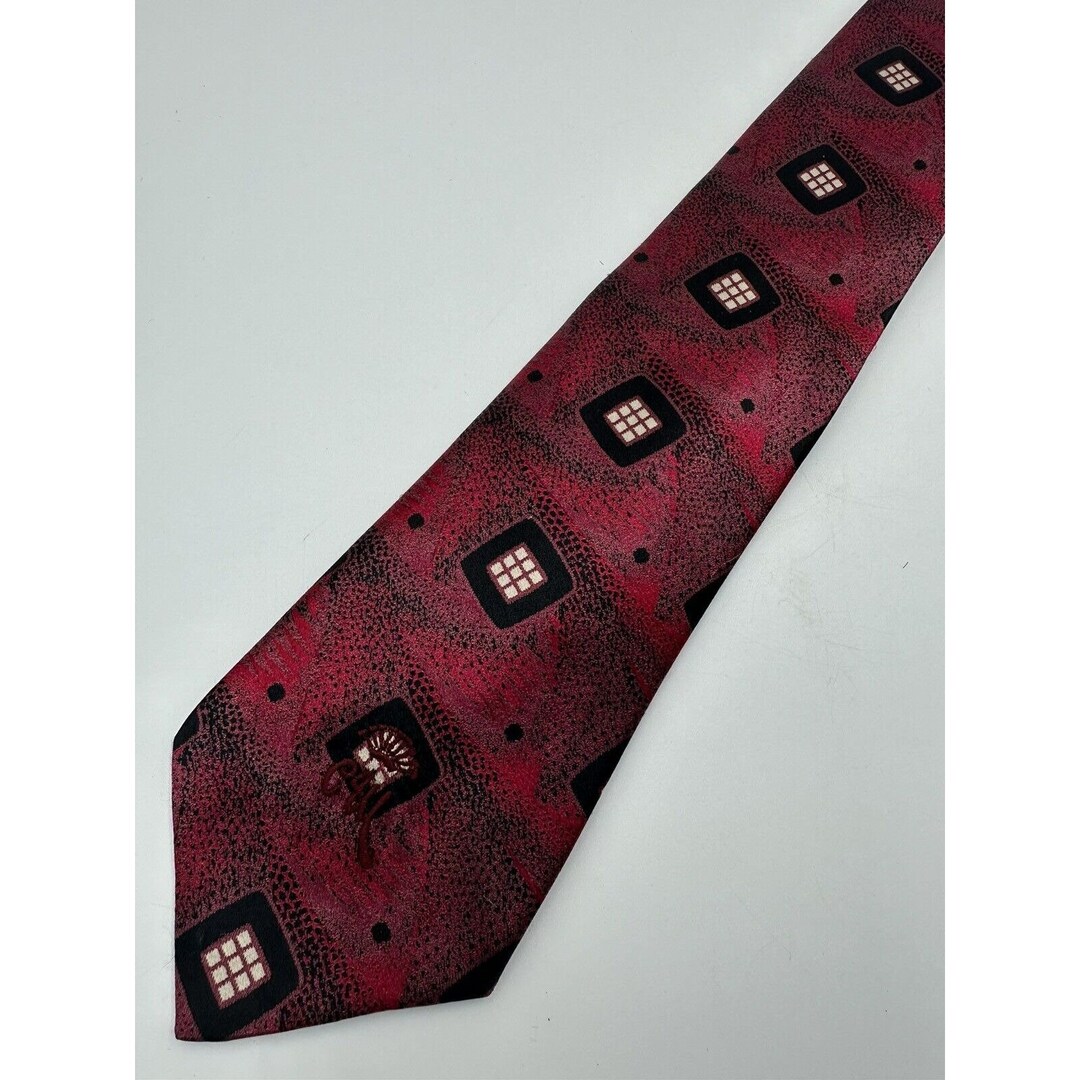 Countess Mara Red Black Abstract VTG Designer Ties Silk Mens Necktie ...