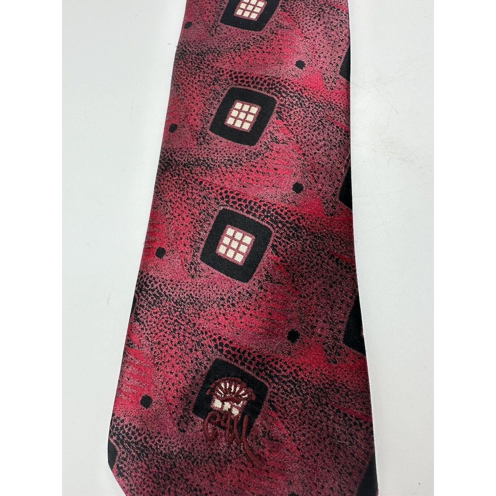 Countess Mara Red Black Abstract VTG Designer Ties Silk Mens Necktie ...