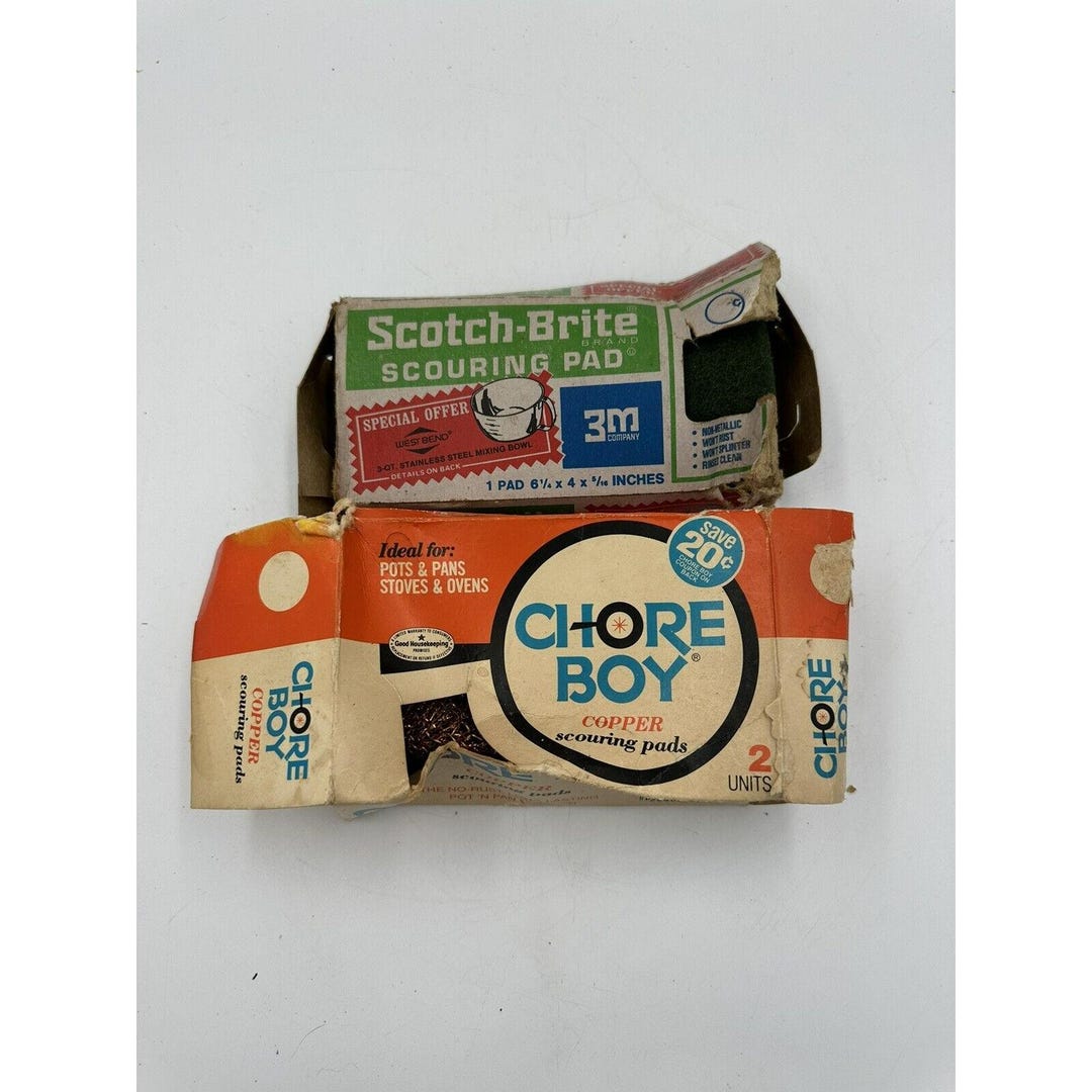 Vintage Scotch-brite Scouring Pad Box & Chore Boy 1970s Prop Offer Ad ...