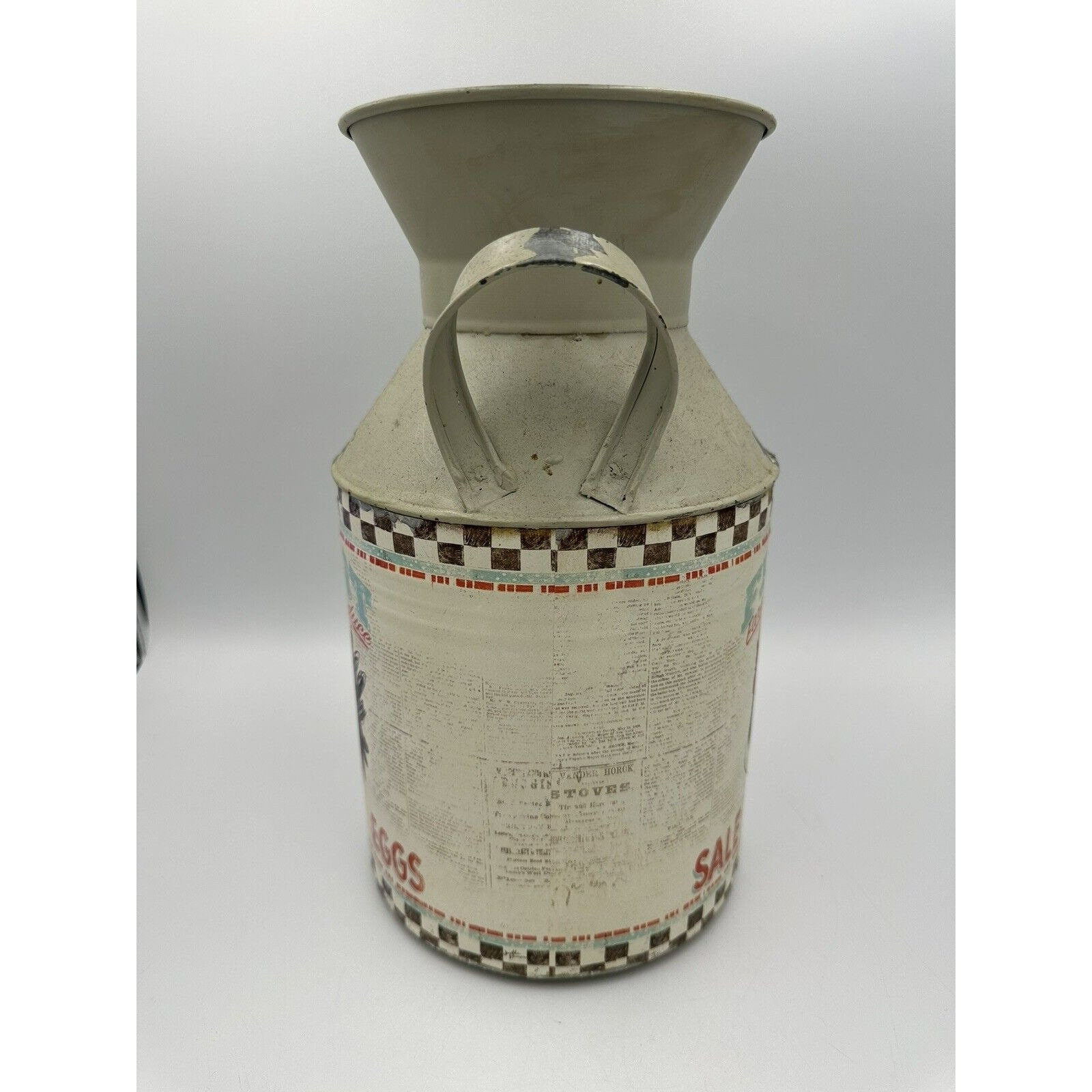 VTG Rooster Farm Fresh Produce Metal Milk Jug Dairy Vintage Advertising ...