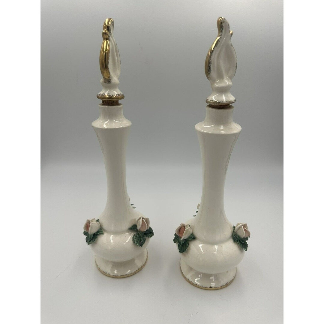 VTG Victorian Floral Oil Cruets Grayson Arts California 250 Handmade ...