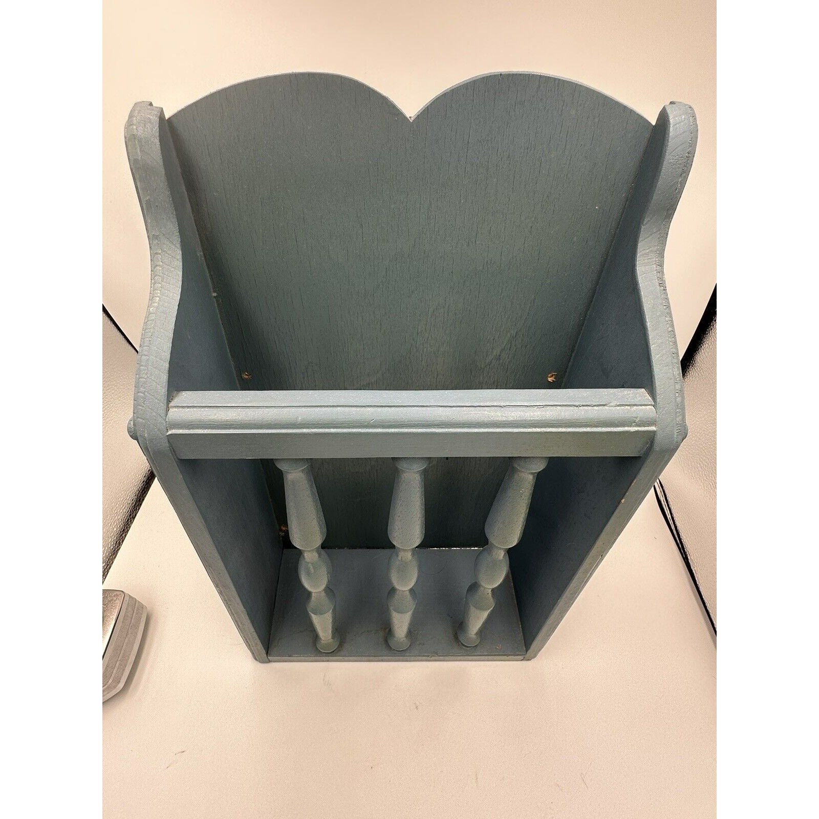 Painted Oak Magazine Book Rack Wall Holder Wood Spindles Vintage Wall ...