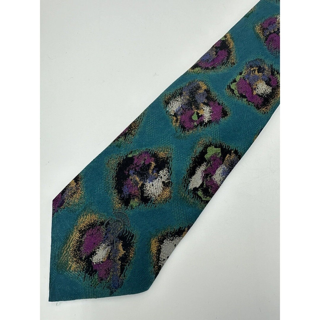 Countess Mara Mintpurple Abstract 80s VTG Designer Tie Silk Mens ...
