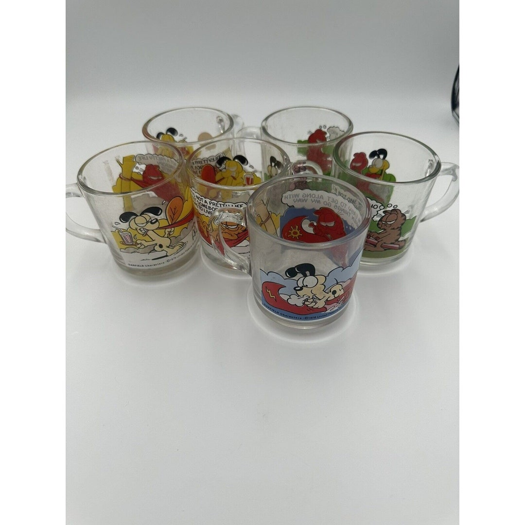 Set of 6 1978 Vtg Mcdonalds Garfield Mugs Otis Garfield Comic Strip ...