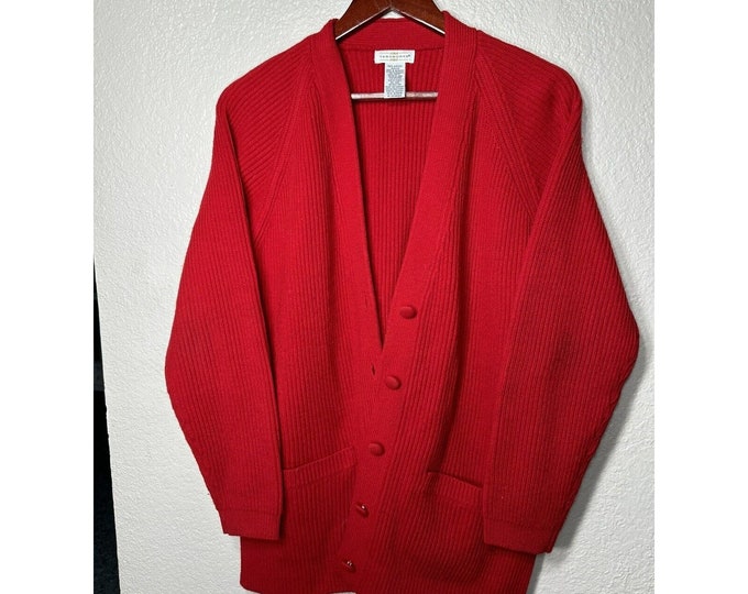 Vintage 90s Yarn Works Knit Button Down Cardigan Sweater Jacket Medium