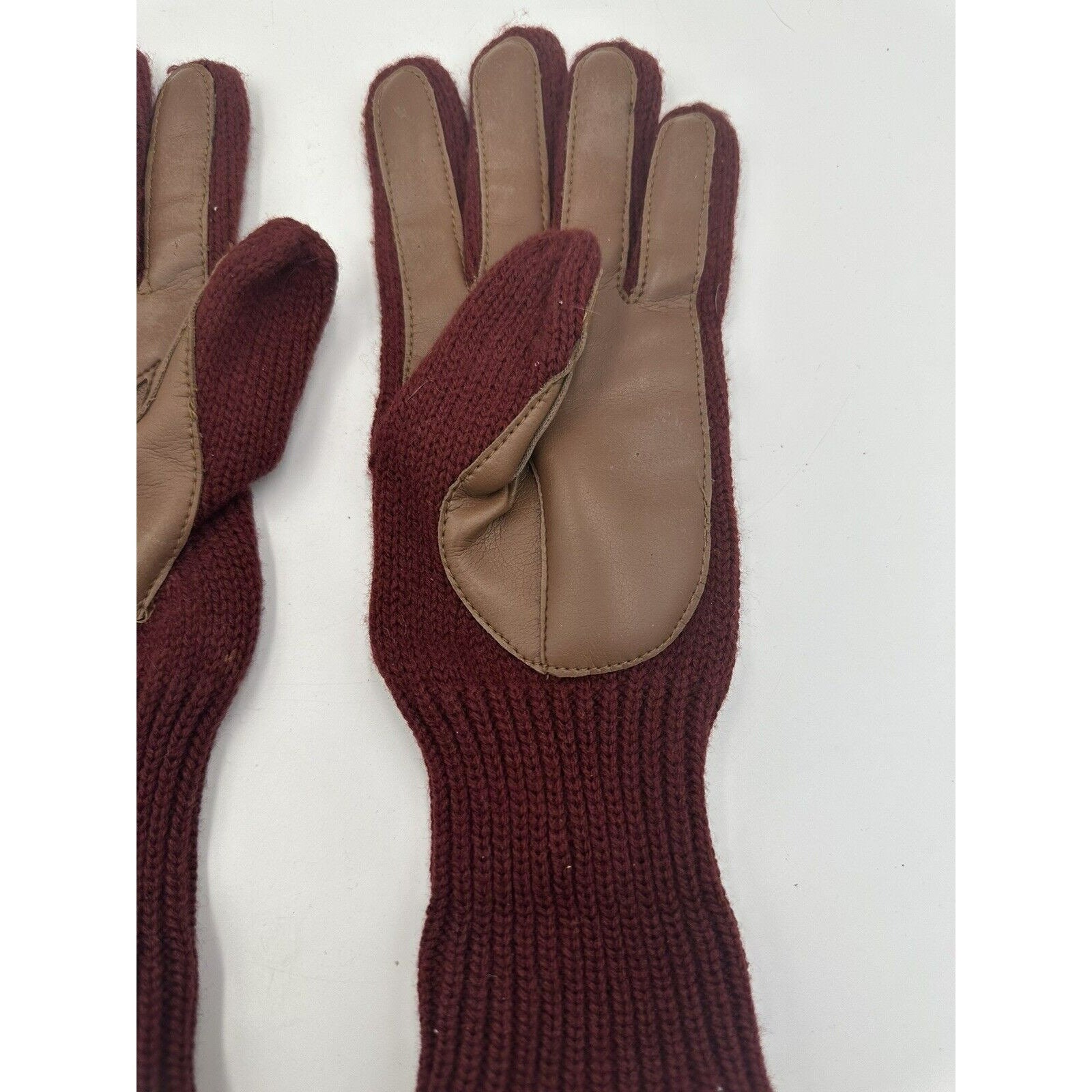 Vintage English Village Ladies Acrylic Knit Driving Gloves Brown Tan ...