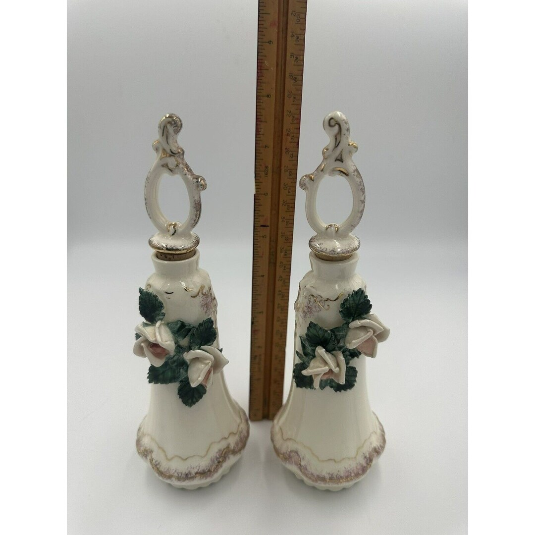 VTG Grayson Arts California Handmade Floral Oil Cruets Victorian Serve ...