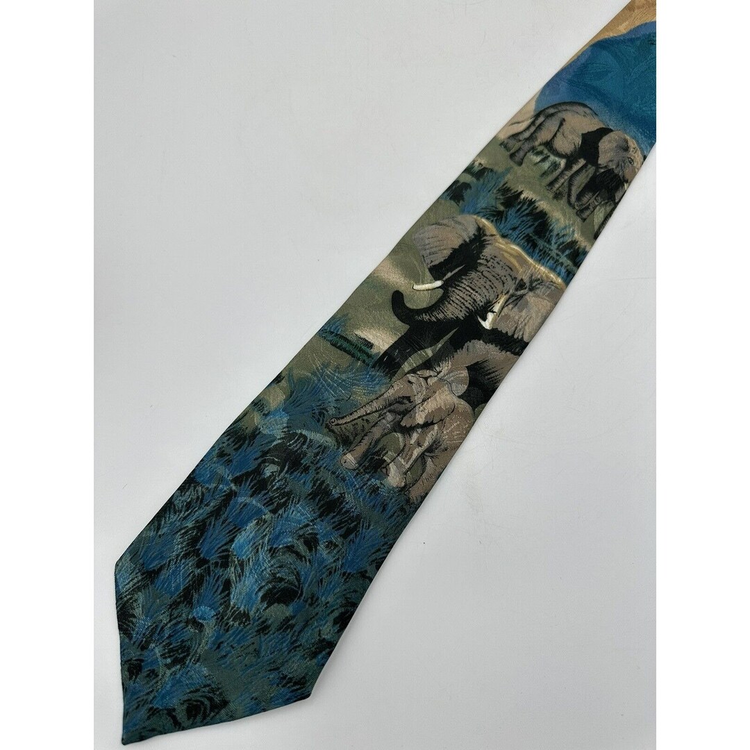 Surrey Animal Ties African Elephants VTG Designer Ties Silk Mens ...