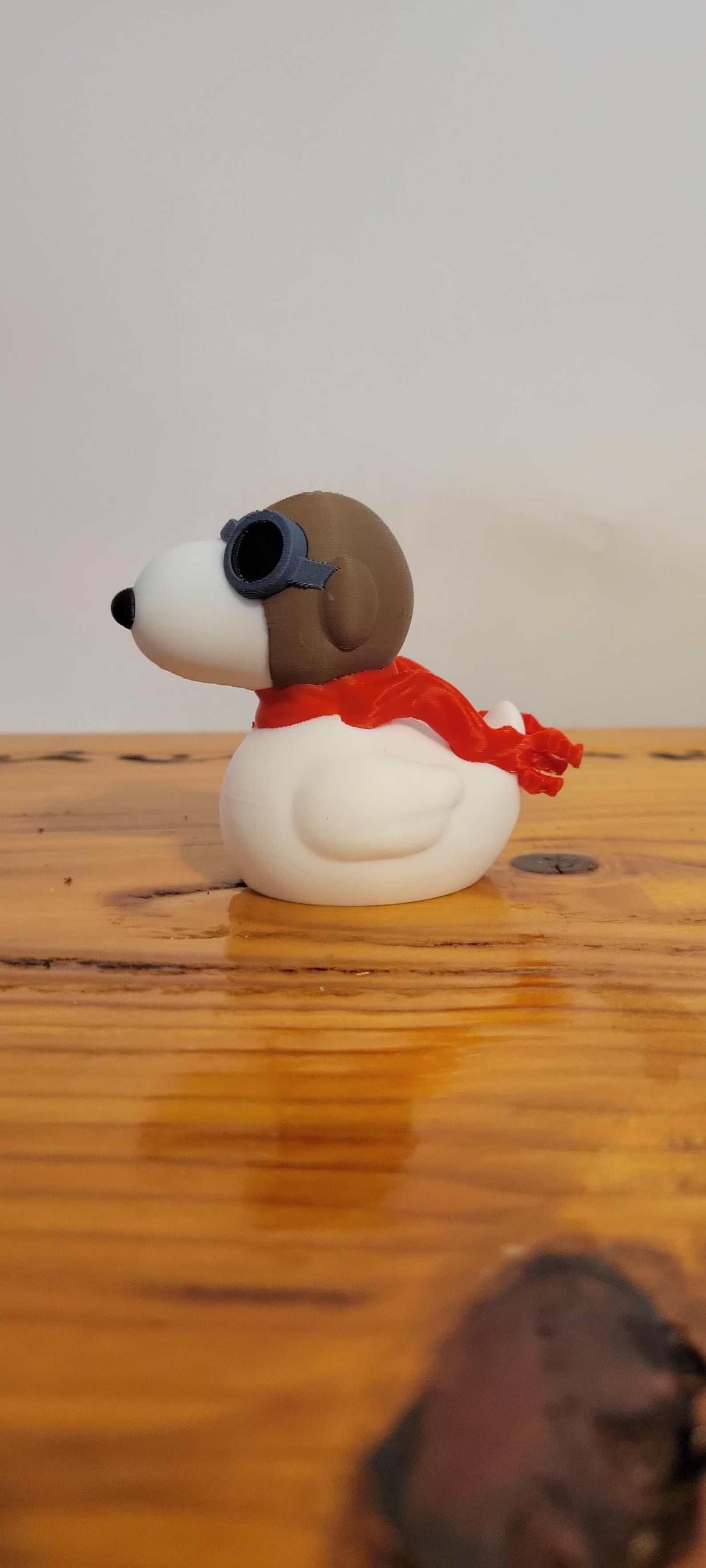 Fighter Pilot Snoopy Duck Figure: 3d-printed Plastic, Red Scarf ...