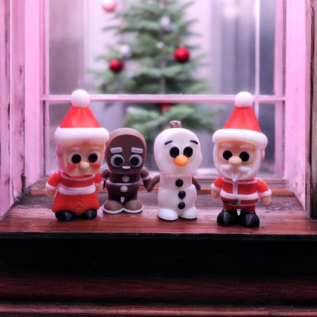 3d Printed Festive Christmas Mini Figures- 4 Pack - Etsy
