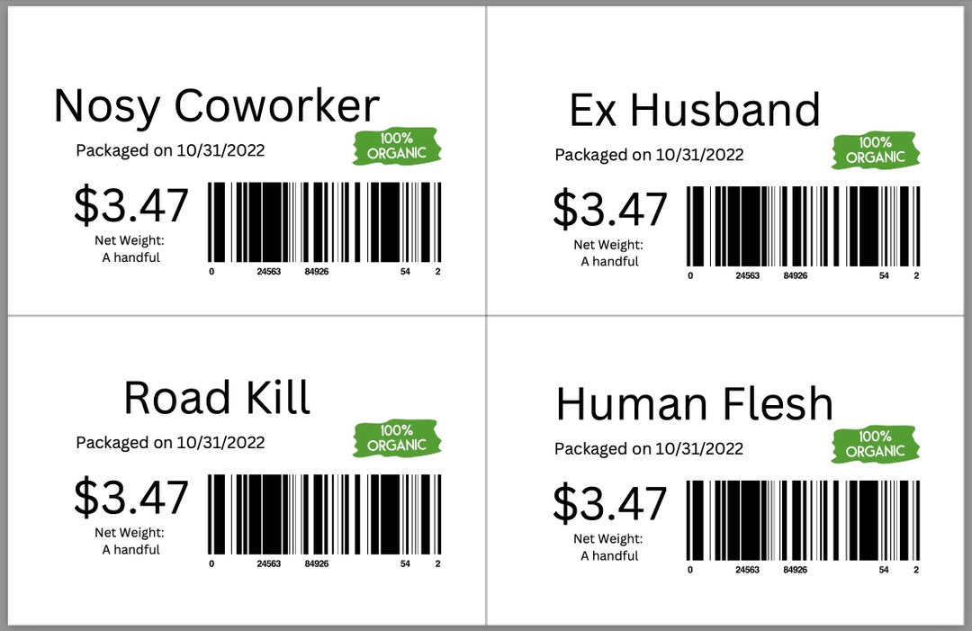Printable Fake Meat Labels - Etsy