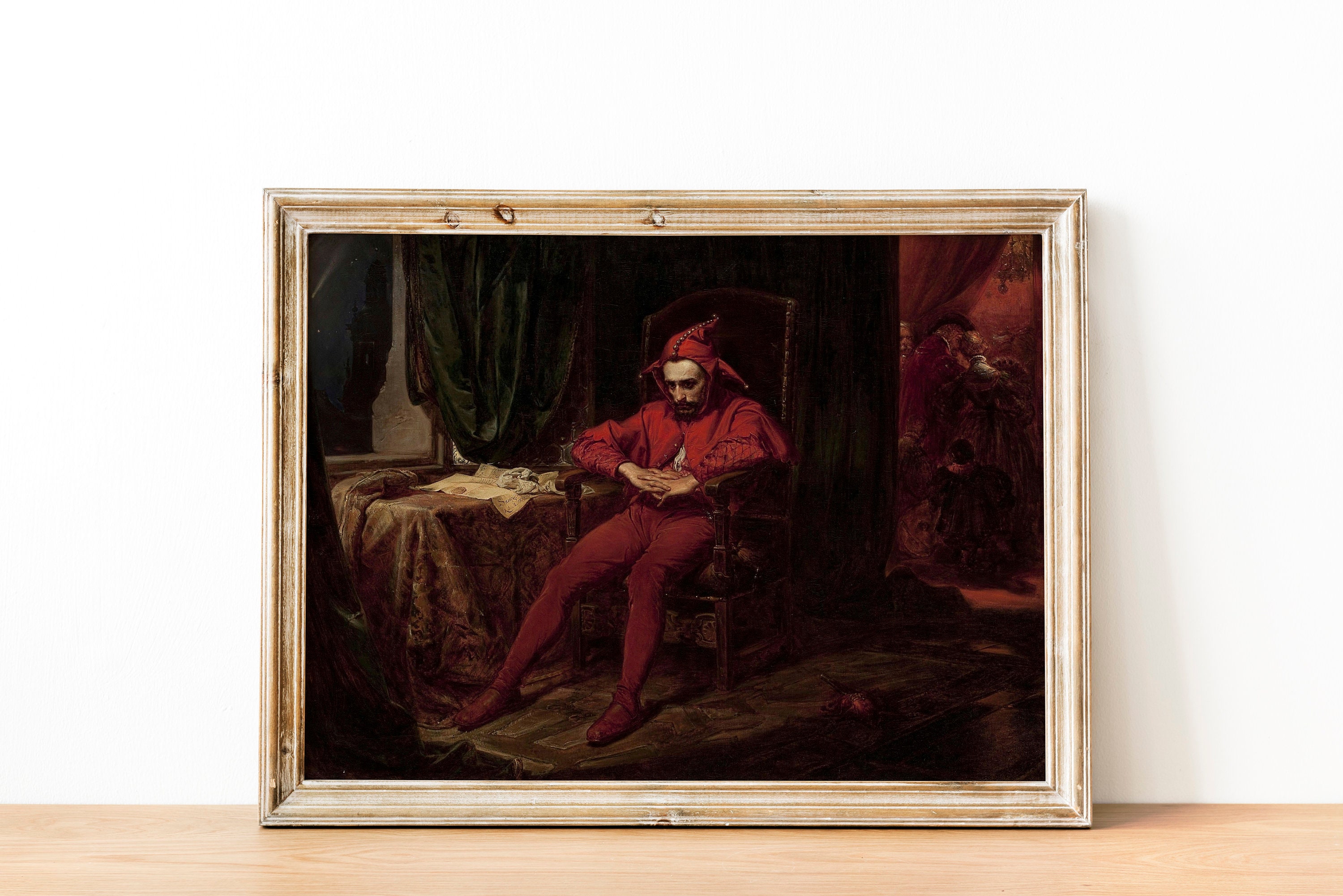 Sad Clown Stanczyk by Jan Matejko Vintage Red Print Dark Academia Wall ...