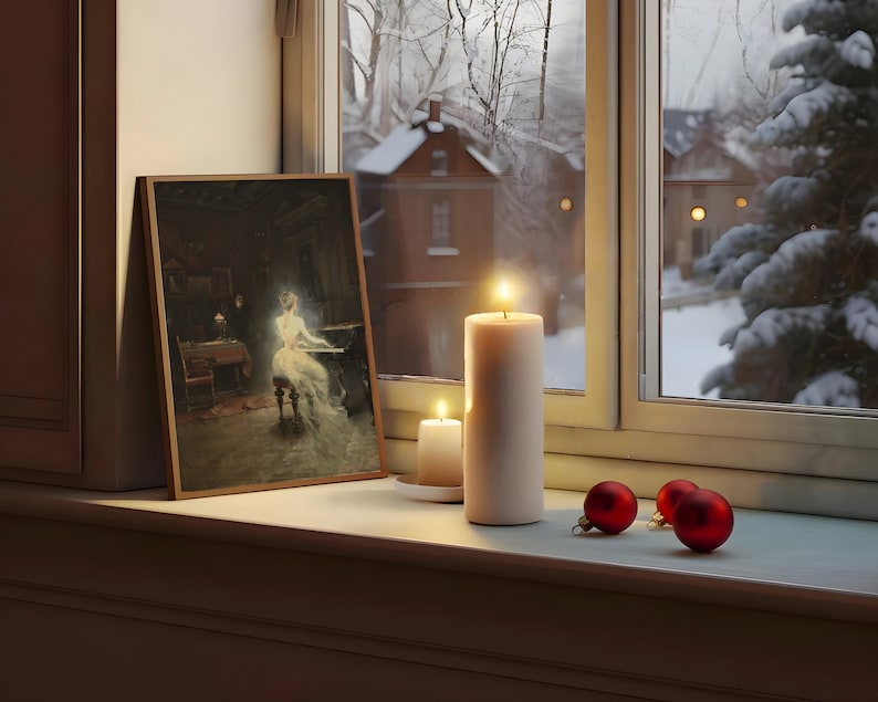 Ghost Playing Piano Art Print Dark Academia Vintage Ghost Painting ...