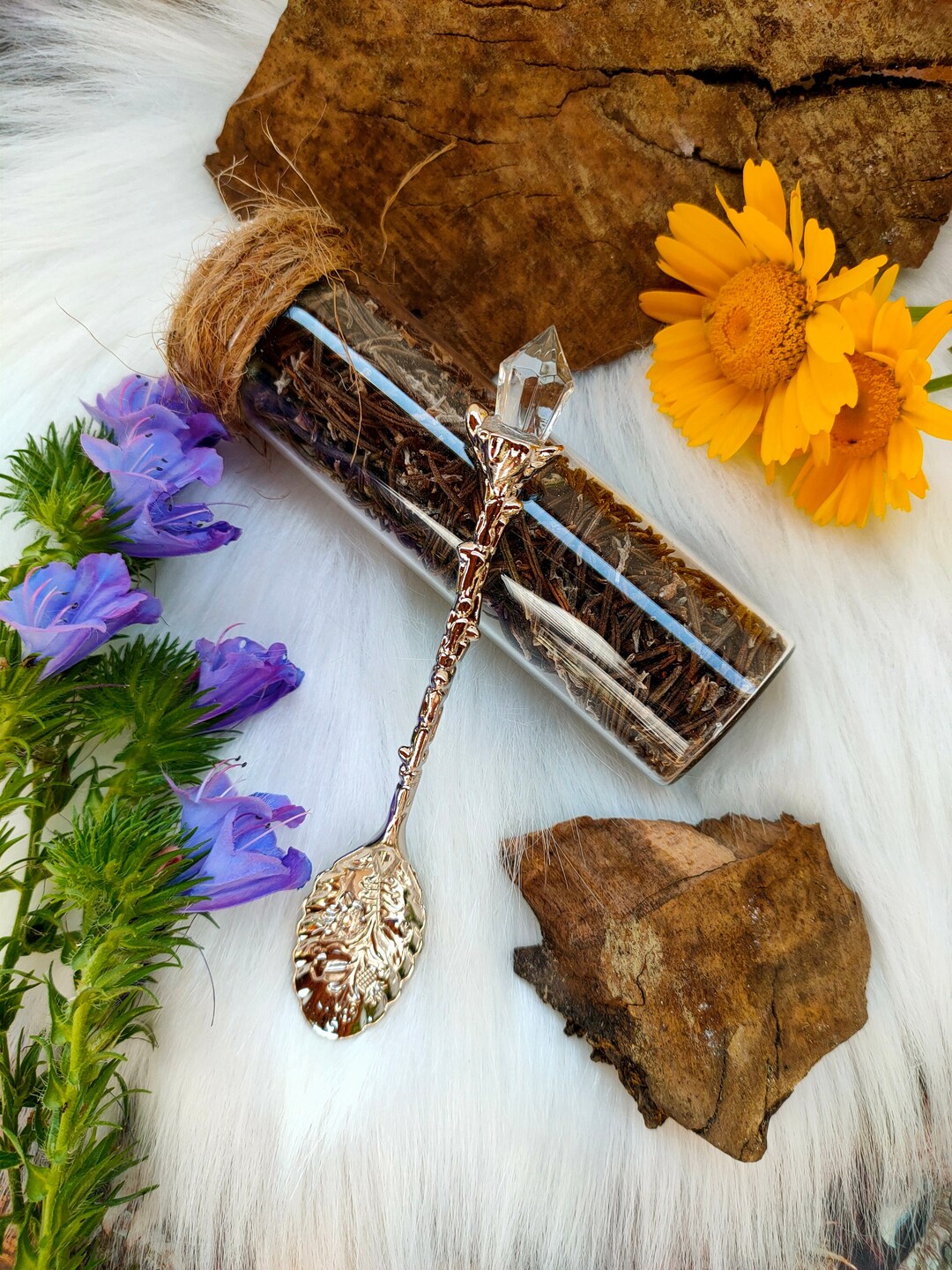 Crystal Spoon With Rosemary | Herb Spoon | Vintage Tea Spoon | Faerie ...