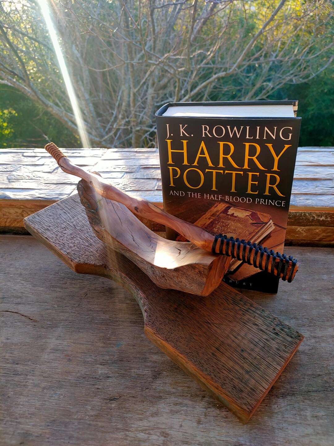 Magic Wand on Wooden Stand - Handmade Wooden Wand - Fantasy Ritual Wand ...