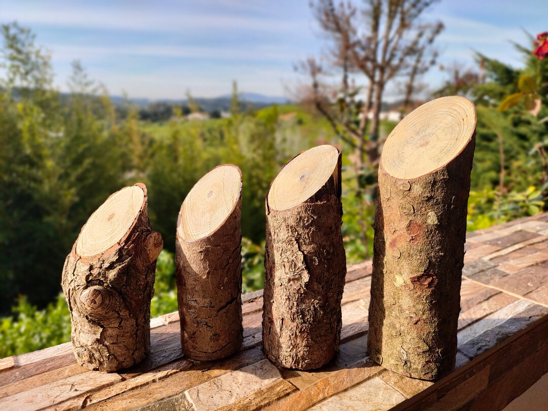 Pine Wooden Log Sticks - Natural Rustic Outdoor Porch Decor - Farmhouse ...