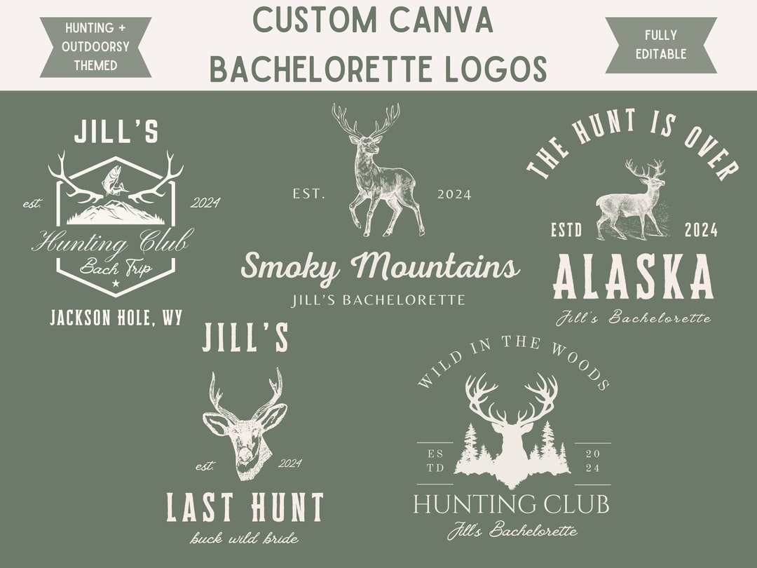5 Editable Outdoorsy + Hunting + Camping Themed Bachelorette Party Logo ...