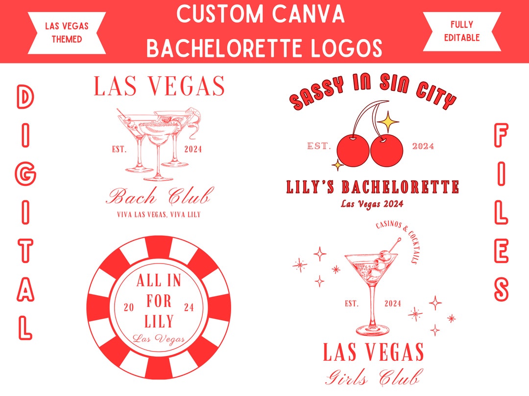 4 Custom Vegas Themed Bachelorette Party Logos, Las Vegas Inspired Bach ...