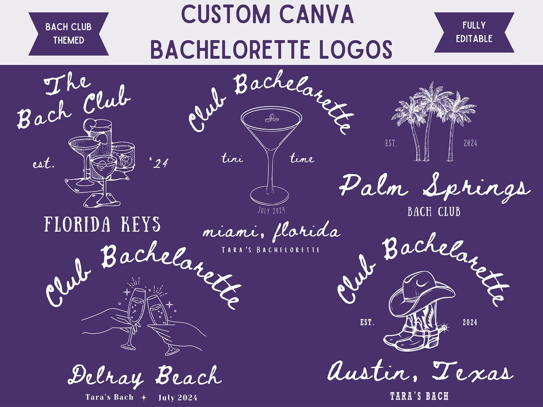 5 Editable Canva Bach Club Logos, Bachelorette Logos, Bachelorette Club ...