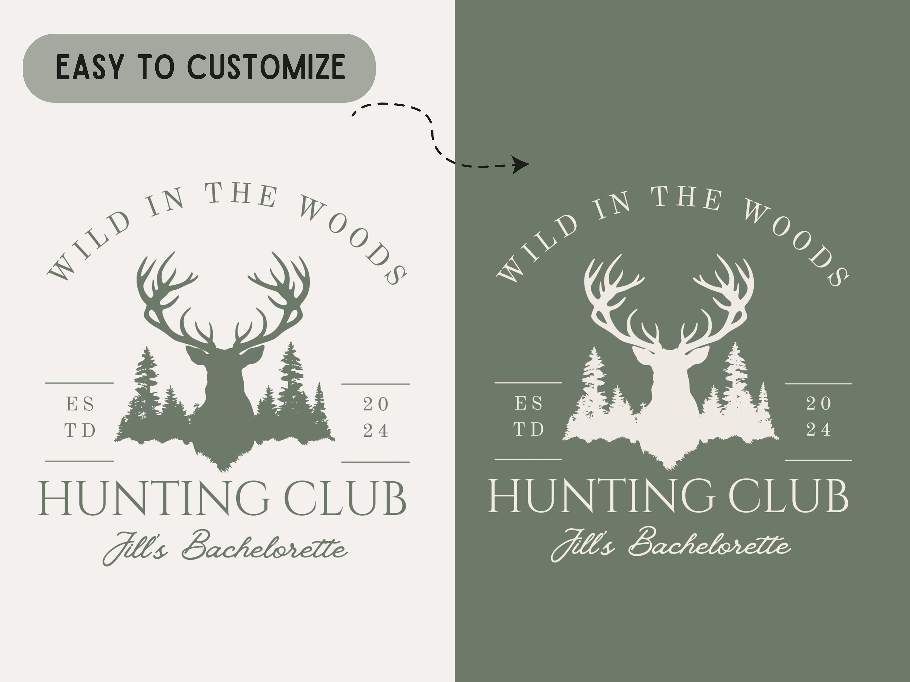 5 Editable Outdoorsy Hunting Camping Themed Bachelorette Party Logo ...