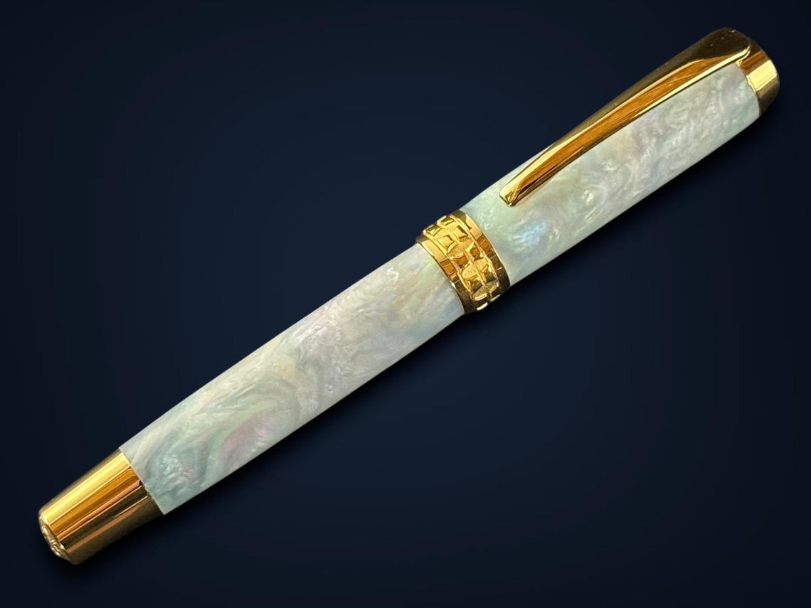 Sapphire Opal | Gold Fountain Pen | Luxury Birthstone Writing Gift - Etsy