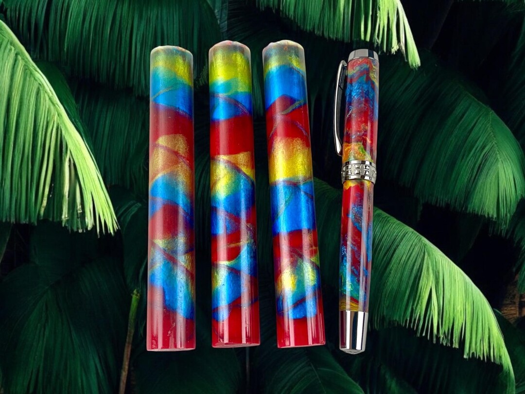 Scarlet Macaw Custom Alumilite Resin Pen Blankturning. by Highlander ...