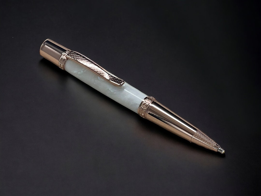 Elegant pearly Opal Rose Gold Ballpoint Pen, Artisan Handcrafted ...