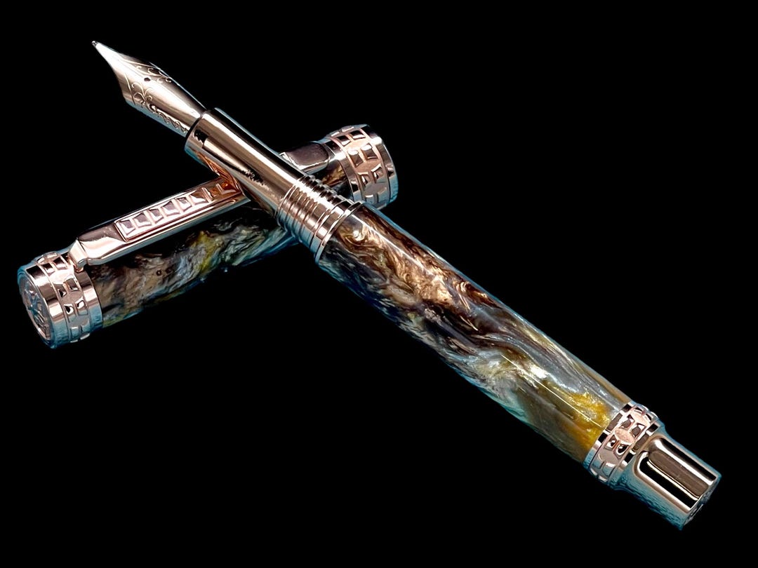 Striking “molten Metals” Red Gold Fountain Pen - the Perfect Gift for ...
