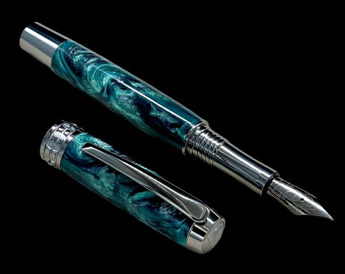 Custom “mohave Green Turqoise” Black Titanium Fountain Pen - Memorable ...