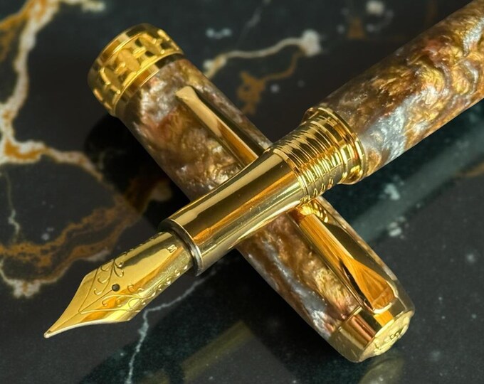 Highlander “molten Metals” | Gold Handcrafted Fountain Pen - Memorable ...