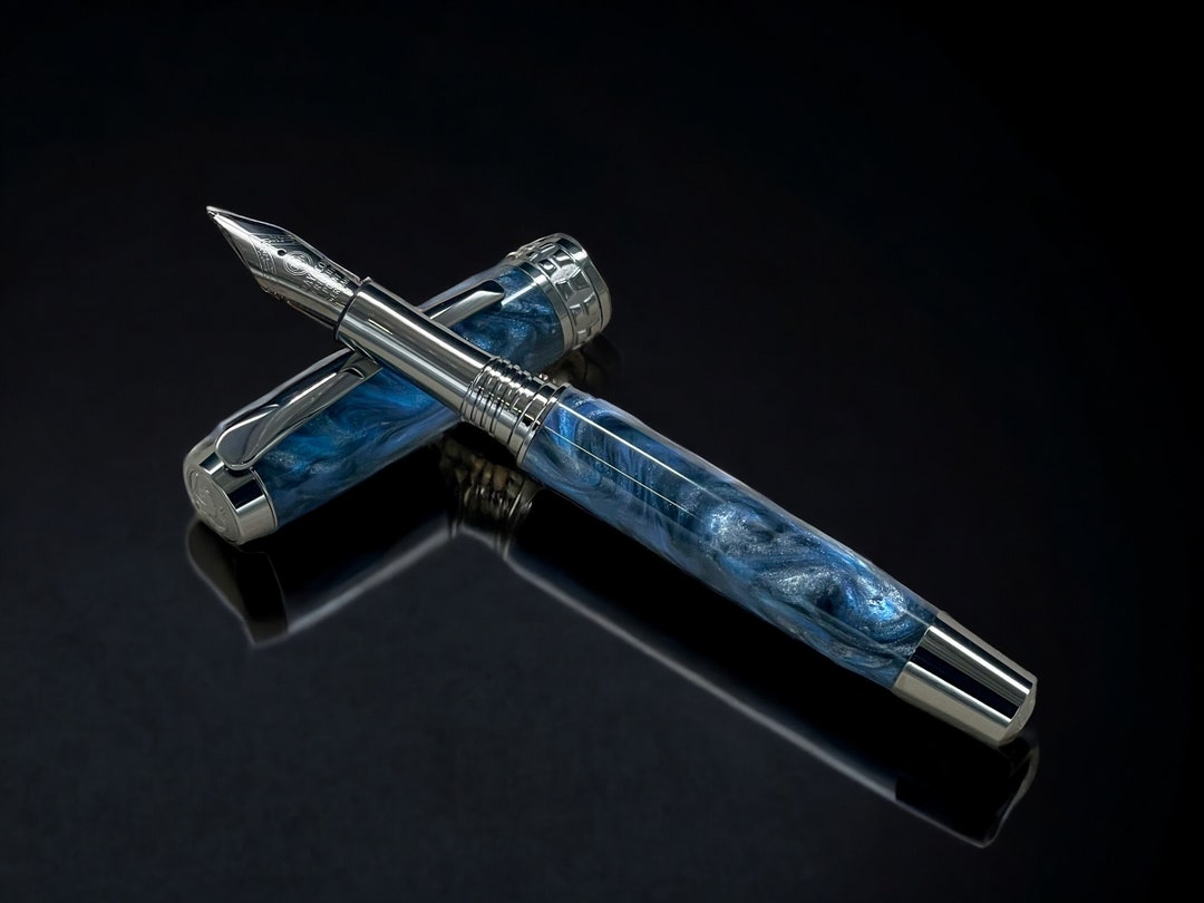 Black Titanium Fountain Pen, Artisan Handcrafted Writing Instrument ...