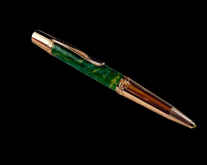 Rose Gold british Racing Green Handmade Glasgow Ballpoint Pen. One of a ...
