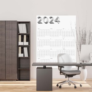 Large 2024 Annual Wall Calendar | Wall Calendar PDF | Printable Digital ...