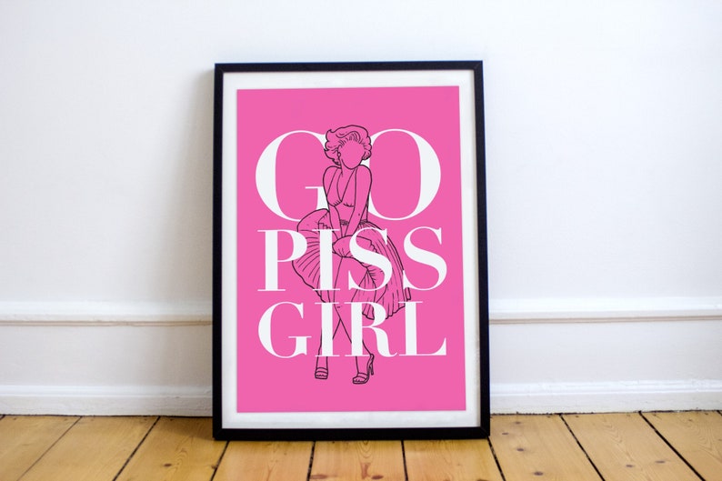 Go Piss Girl Funny Bathroom Print, Pop Art Wall Art, Bathroom Art Print ...