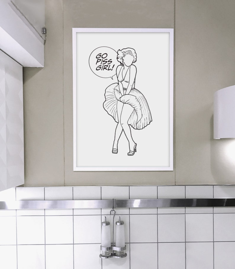 Go Piss Girl Funny Bathroom Print, Pop Art Wall Art, Bathroom Art Print ...