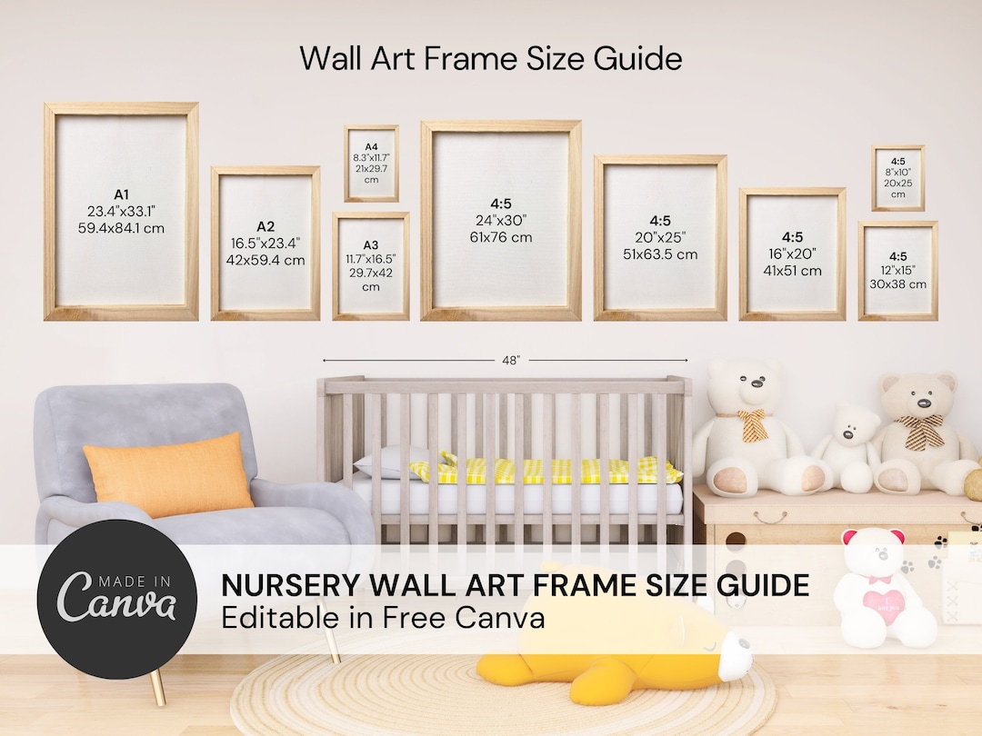 Wall Art Size Guide for Nursery Wall Art, Poster Size Chart, Gallery ...