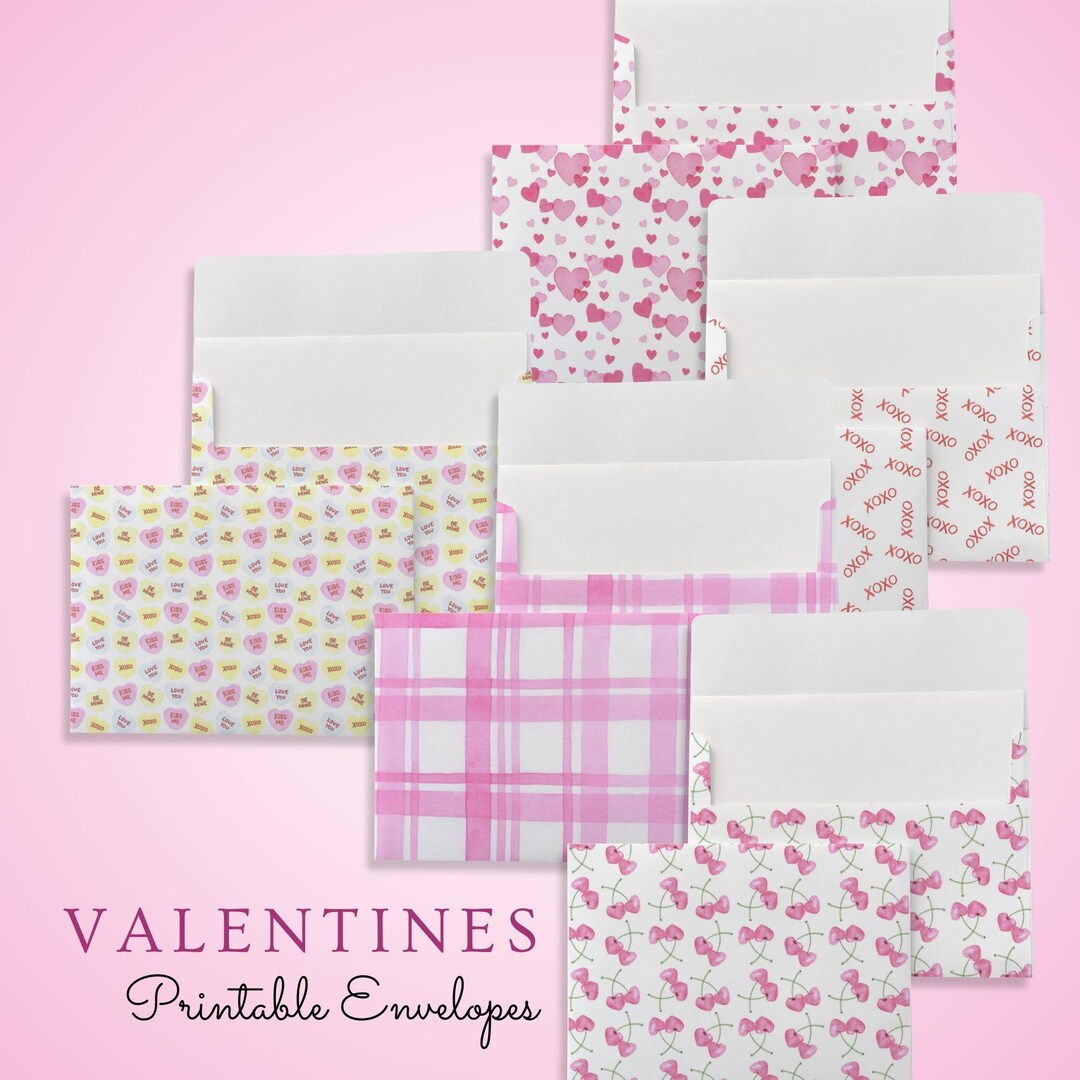 Printable Valentine’s Day Card A7 Envelopes Template, DIY Envelope for ...