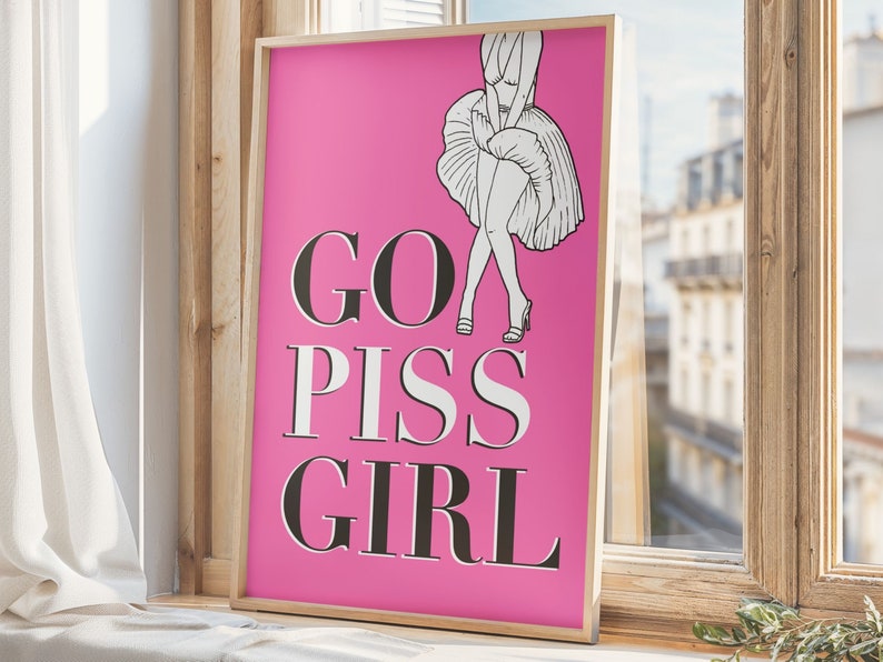 Go Piss Girl Funny Bathroom Print, Pop Art Wall Art, Bathroom Art Print ...