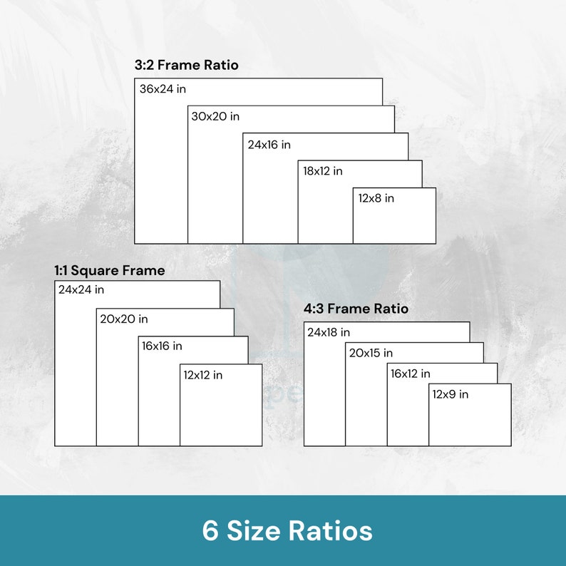 Editable Wallart Size Guide Inches, Living Room Wall Decor Size Chart ...
