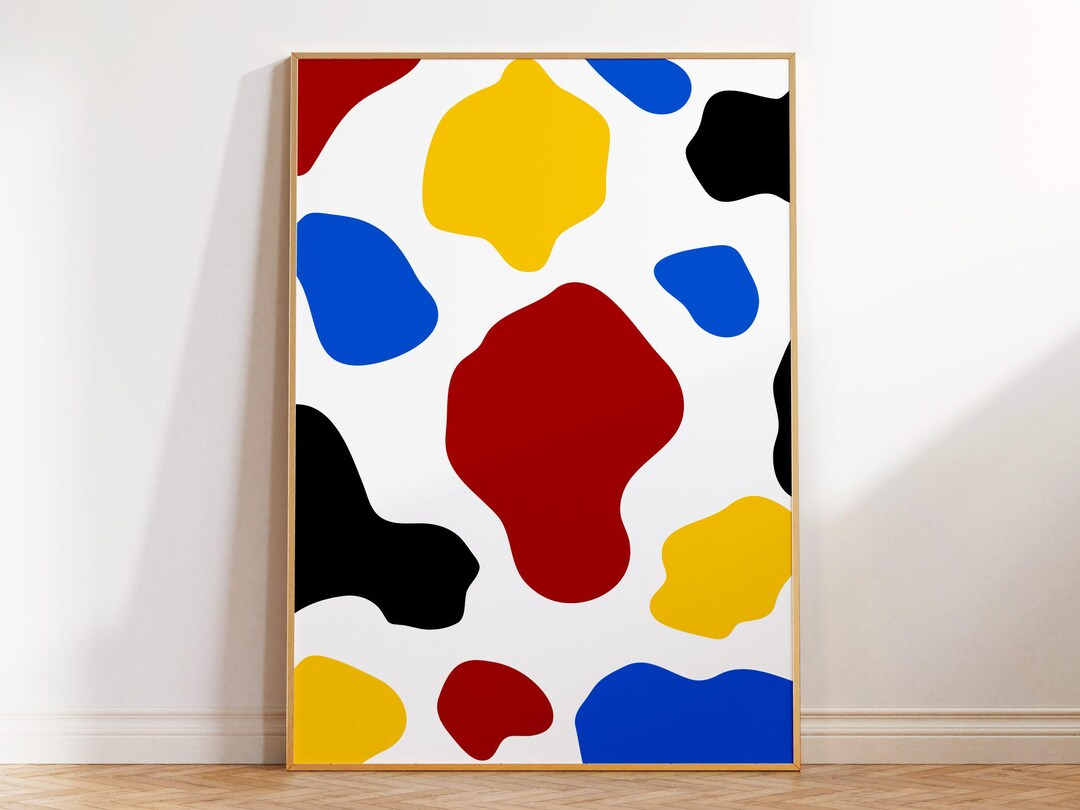 Abstract Mondrian Cow Pattern Print Wall Art, Modern Contemporary Home ...